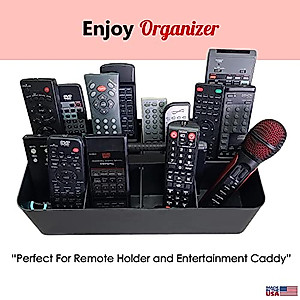 Enjoy Organizer - 8 Compartments DIY Dividers,Large Portable Caddy, Multi Purpose,Stackable, Modern Solution for School, office, Desktop Endless use of your Choice -MADE IN USA (Black)