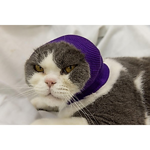 Cat No Flap Ear Wrap DDFS Wrap Snood Pet Noise Cancelling Headphones for Dogs Ear Wrap for Cats Small Purple S