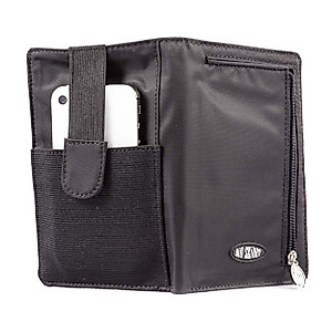 Big Skinny Women's Plus Myphone Bi Fold Slim Plum Dot Wallet Wristlet, Black