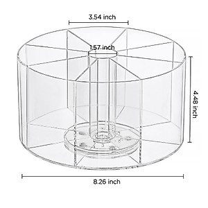 HBlife Clear 360 Rotating Makeup Brush Holder Organizer, 8.26 x 8.26 x 4.48 Inches Acrylic Makeup Organizer with 8 Compartments