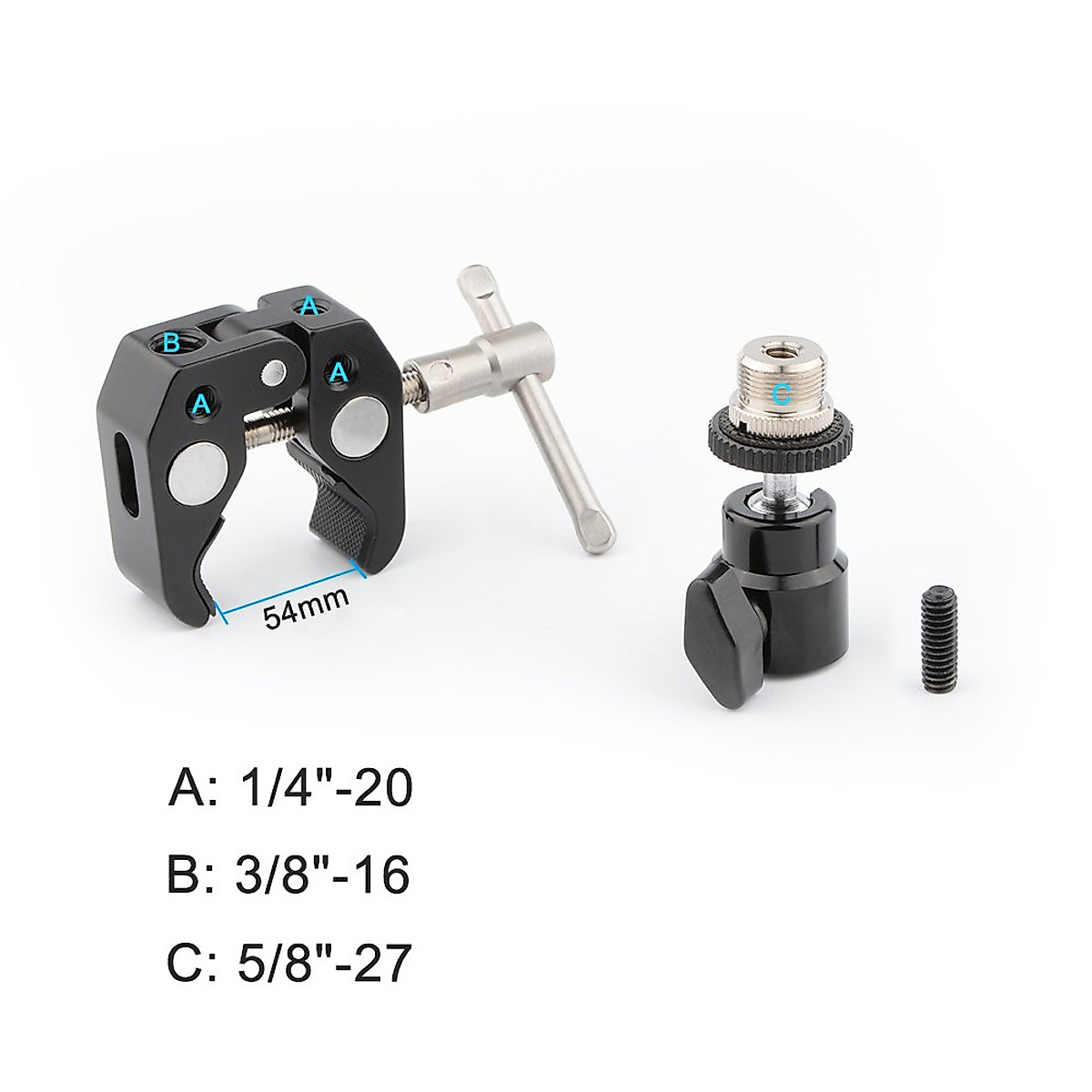 CAMVATE Crab Clamp Articulated 1/4 Mini Ball Head for Microphones - 1465