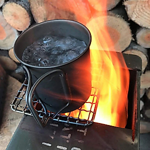 2Peices Backpacker Bushcraft Grill Grate Stainless Steel BBQ Cooking Grill Mesh Campfire Grill Square Round for Camping, Backpacking, Hunting Fishing