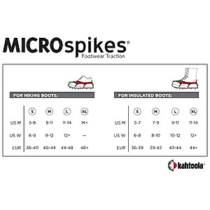 Kahtoola MICROspikes Footwear Traction for Winter Trail Hiking & Ice Mountaineering - Red - Medium