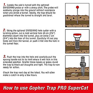 SWISSINNO Install Kit for Mole and Gopher Traps SuperCat. 25 cm Tunnel-locating Probe + Serrated-edge Cutter for 6 cm dia. hole. European Design, Easy to Use, Safe and Reusable. 2-piece Set x 1