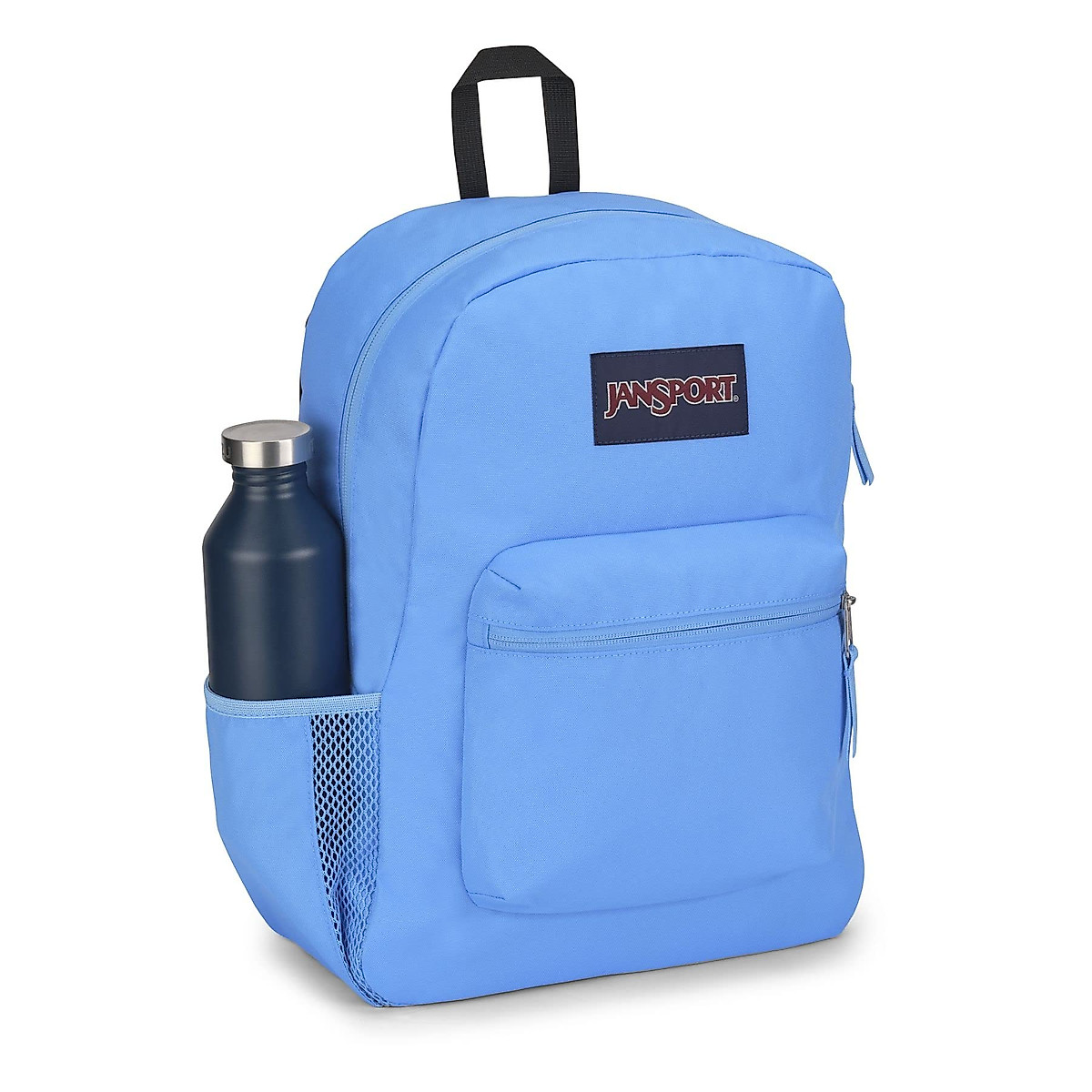 JanSport Cross Town Backpack, 17" x 12.5" x 6" - Simple Bag with 1 Main Compartment, Front Utility Pocket - Premium Class Accessories - Blue Neon