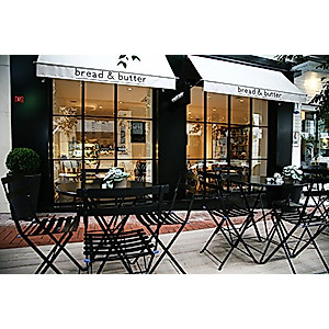 Mobel Designhaus French Café Bistro Folding Side Chair, Jet Black Frame, Steel Metal Slats (Pack of 2)