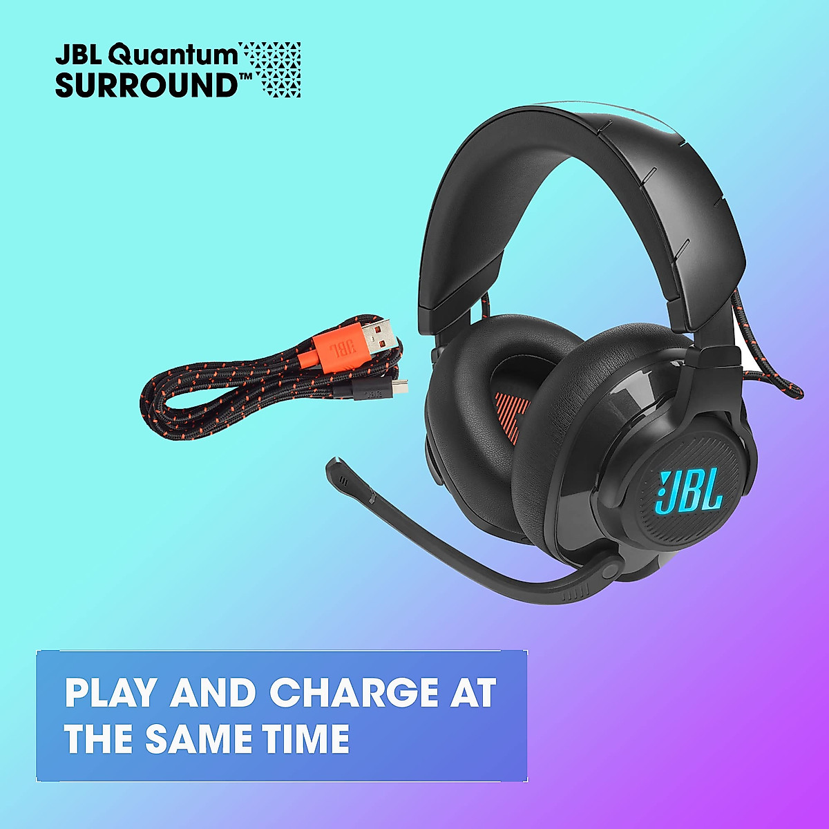 JBL Quantum 610 Wireless - Wireless Over-Ear Gaming Headset, QuantumSURROUND, 2.4GHz Wireless, 40 Hours of Wireless Battery Life, Game-Chat dial, flip-up Boom Microphone (Black)