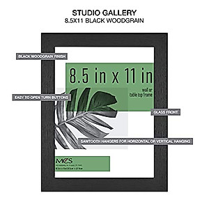 MCS Studio Document Frame, Gallery Wall Frame Fits 8.5 x 11 Diplomas, Documents & Certificates, Black Woodgrain, Single