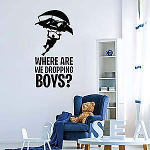 Game Wall Decal Wall Sticker, Where are We Dropping Boys Gaming Vinyl Decal Sticker, Game Stickers Poster Murals for Boys Room, Teen Bedroom Art Decorations