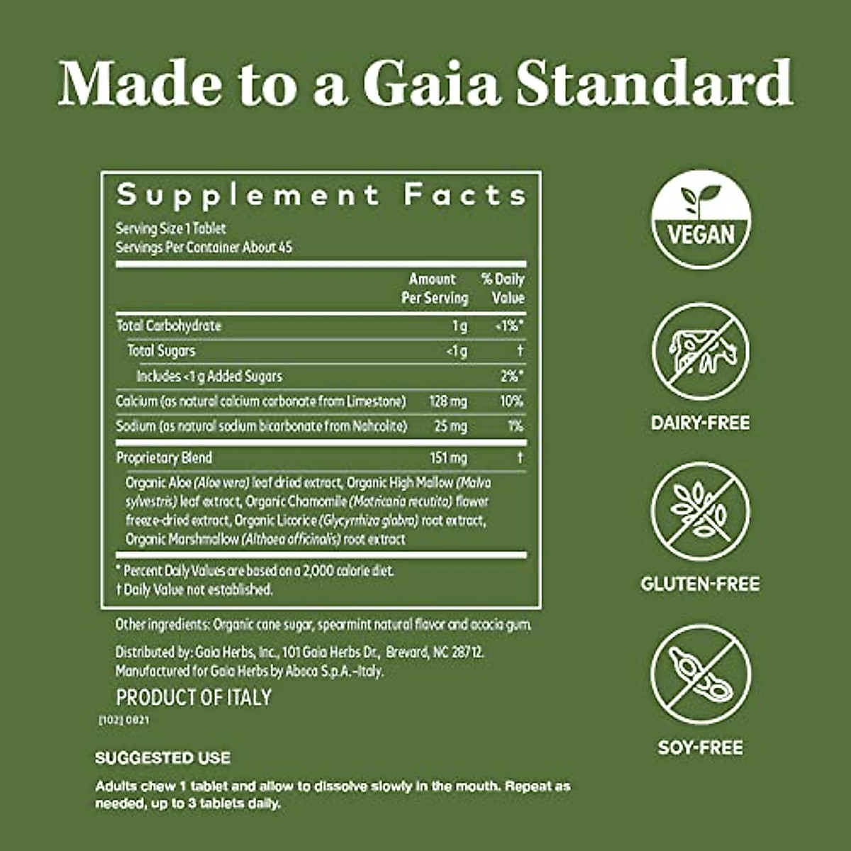 Gaia Herbs Reflux Relief - With Marshmallow Root, Chamomile, Aloe, Licorice, and High Mallow - Helps with Occasional Heartburn and Relieve Indigestion - 14 Chewable Tablets (14-Day Supply)