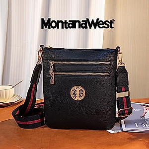 Montana West Crossbody Bag with Wide Guitar Strap Small Cross Body Bag Purses Shoulder Handbag for Women MWC-042ABK