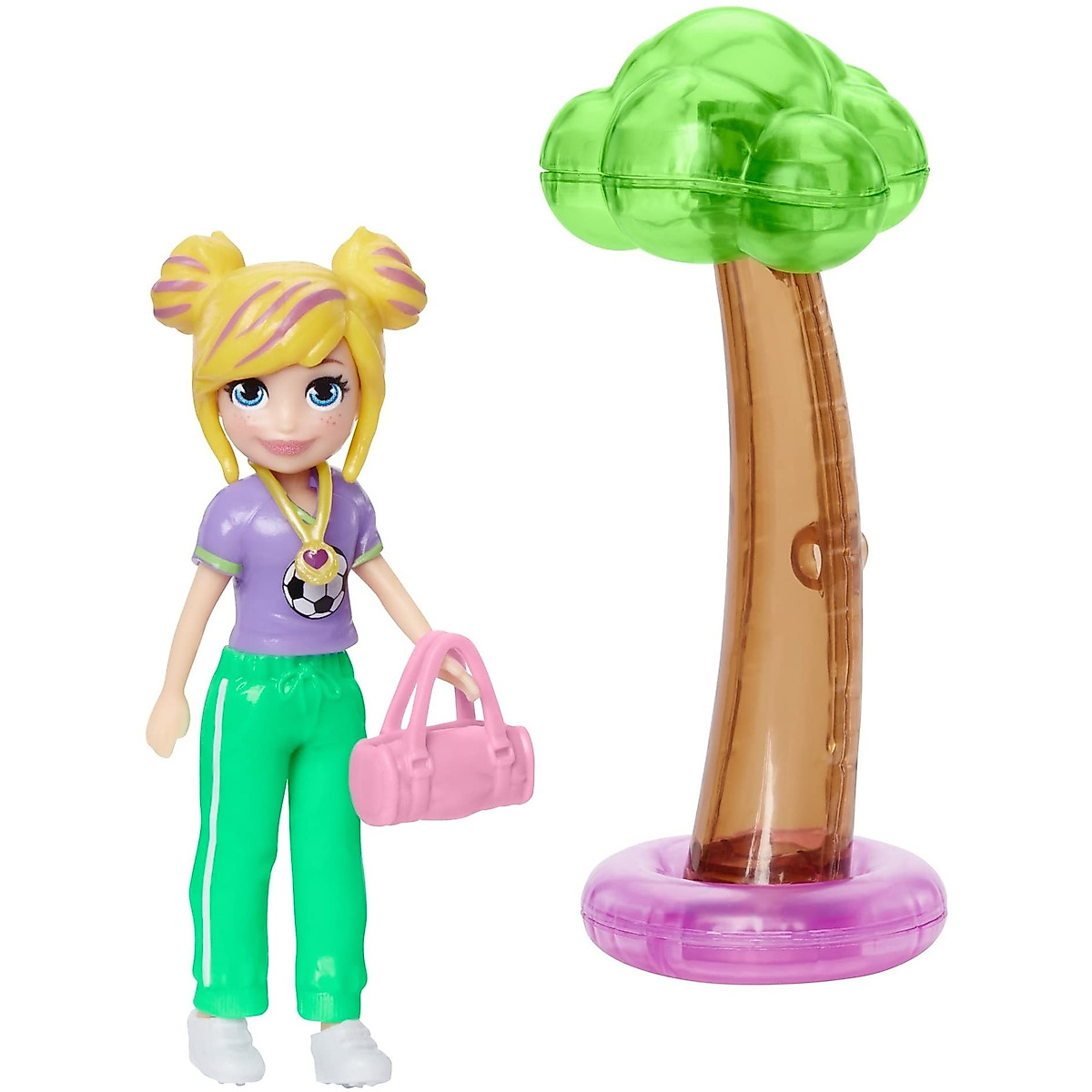 ​Polly Pocket Soccer Splash Pack with 3-inch Polly Doll, Field/Pool, Ball Launch Feature, Rainbow Soccer Net, Soccer Ball, Soccer & Fashion Accessories, Great Gift for Ages 4 Years Old & Up