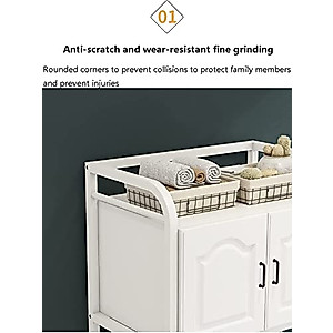 ZXXHNNAIH Large Capacity Toilet Shelf, Clamshell Cabinets Save Space Drum Floorstand Storage Corner Commode Shelf, White Toilet Rack