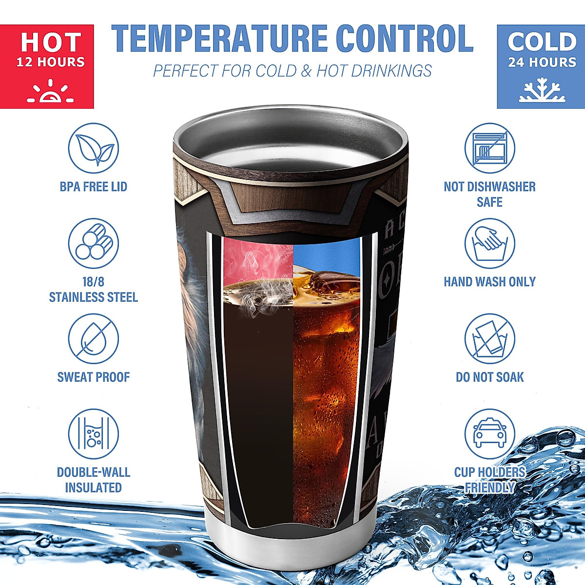 Equoza Christian Gifts for Men, Dad, Husband, Grandpa Warrior Of God Faith Tumbler 20 oz Stainless Steel Travel Mugs with Lids Lion Faith Design Birthday Gifts for Men（Pack of 1）