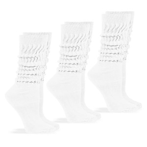 Jefferies Socks Womens Slouch Cotton Knit Socks 3 Pair Pack (Large, White)