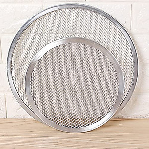 ZIIVARD Pizza Screen Gadgets Seamless Aluminum Pizza Tray Thickened Flat Mesh Commercial Grade Pizza Pan Kitchen Tool Bakeware (12 inch)