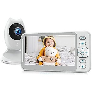 Video Baby Monitor with Camera and Audio, 4.3 inch Baby Monitor with Night Vision, 2-Way Audio Talk, Temperature Sensor, VOX Mode, 8 Lullabies, Long Range and High Capacity Battery, Ideal for New Moms