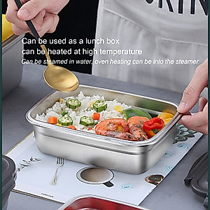 3 Pack 304 Stainless Steel Large Food Storage Container with Lids Airtight Metal Food Containers Stackable Meal Prep Leftover Containers for Freezer Fridge Oven Dishwasher Safe (Size : 850ML)