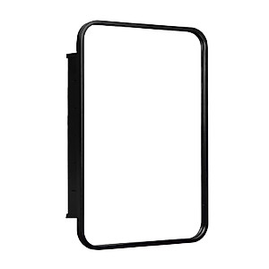 Otlsh 16x24'' Farmhouse Black Metal Framed Recessed Bathroom Medicine Cabinet with Beveled Mirror Rounded Rectangle Bathroom Medicine Cabinet -Black