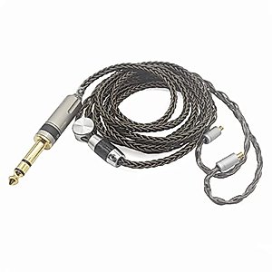 Youkamoo 6.35mm 8 Core Silver Plated Braided Earphone Replacement Upgrade Cable Silver Plated Wire Earphone Cable for ATH-LS50 E40 E50 E70 A2DC