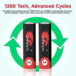 Imren Rechargeable AA Batteries with Charger,8 Pack Double A Battery Standard Capacity 2000mAh NiMH AA Batteries with AA AAA Battery Charger, 5V 2A USB Fast Charging Function