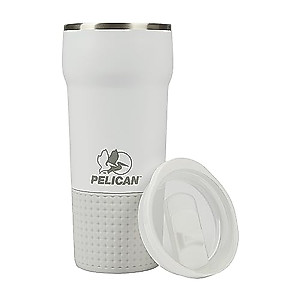 Pelican Hydration Pelican Cascade™ 22 oz Vacuum Insulated Tumbler - Recycled Stainless Steel Double Wall Travel with Dual Lid, Powder Coated Insulated Coffee Mug For Hot Cold Drinks, Bright White