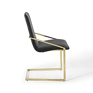 Modway Pitch Performance Velvet Dining Armchair, Gold Black 21.5 x 19.5 x 35.5