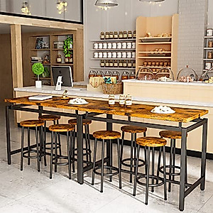 AWQM Bar Table Set,Kitchen Pub Table with 4 Stools, 5 Pieces Dining Table Set, Breakfast Table of 47.2 x 23.6 x 34.6 Inches, Stool of 11.8 x 11.8 x 23.8 Inches Each, Rustic Brown & Black