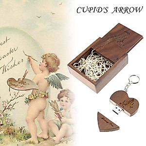 64GB Wooden Heart Shape USB Flash Drive with Gift Box Girl Boy Friend Valentine's Day