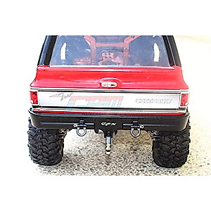 Aluminum Rear Bumper Mount + D-Rings + Tow Hook For Traxxas TRX-4 Chevrolet K5 Blazer (82076-4) - 3Pc Set Black