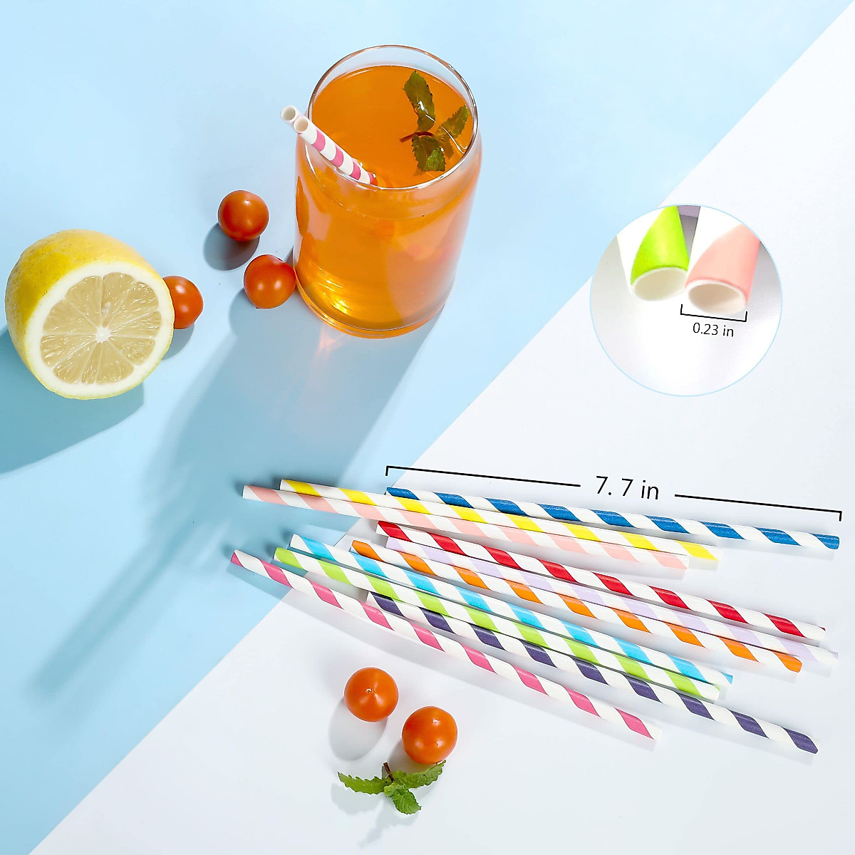 Paper Straws,200 Pcs Paper Drinking Straws For Wedding Party Restaurant Juice, Coffee Cold Drinks, Dessert and DIY Decoration (Stripe)