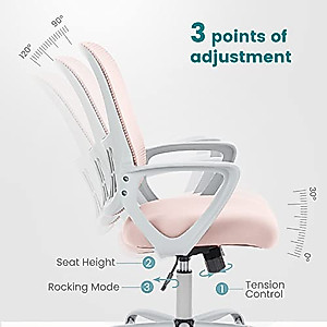 Office Chair Mid Back Desk Chair Ergonomic Mesh Computer Gaming Chair with Larger Seat, Executive Height Adjustable Swivel Task Chair with Lumbar Support Armrest for Women Adults