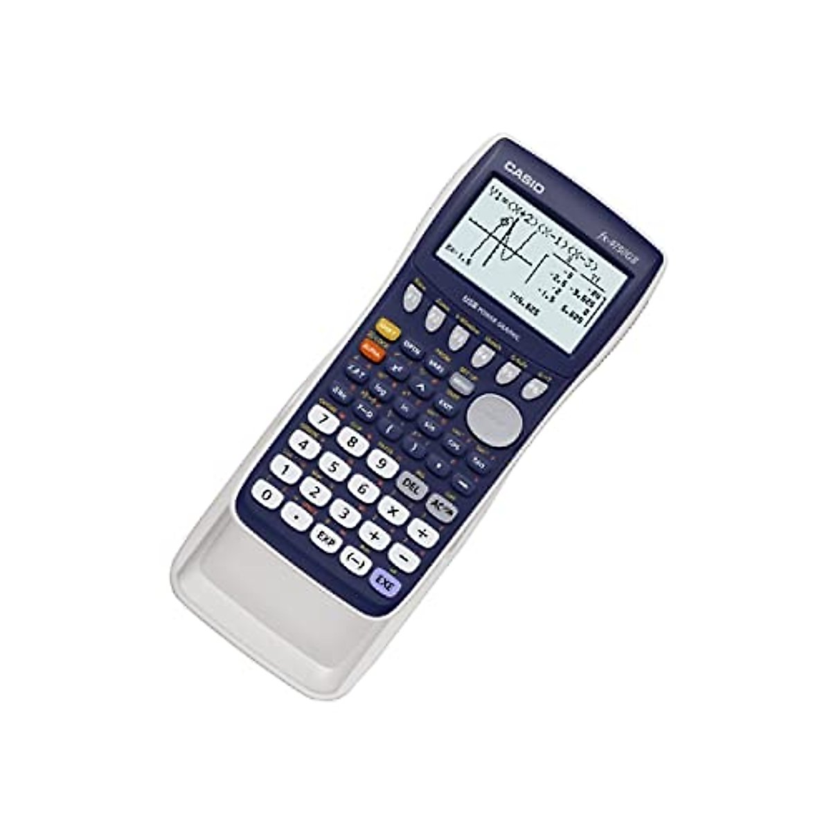 Casio fx-9750GII Graphing Calculator with icon based menu. Color white.