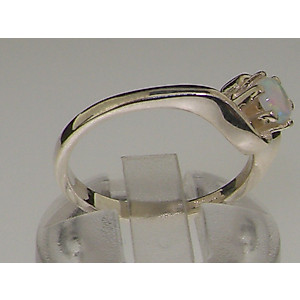 925 Sterling Silver Natural Opal Womens Solitaire Ring - Size 7.5