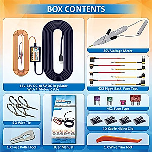 Dash Cam Hardwire Kit, USB Type C, for ROVE R3 Touch Screen 3 Channel Dash Camera