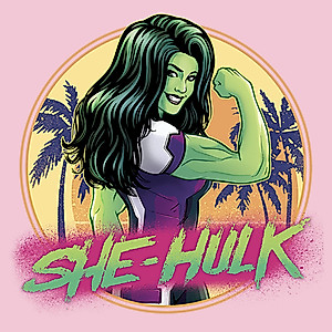 Marvel Girl's She-Hulk Beach Badge T-Shirt, Light Pink, Large