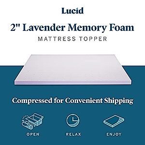 LUCID 2 Inch Lavender Infused Memory Foam Mattress Topper - Ventilated Design - California King Size