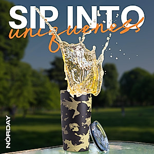 NORDAY | Tumbler Cup with Lid - 20oz - Black Camo | Vacuum Insulated Tumbler - Travel Tumbler - Stainless Steel Tumblers - Double Wall Coffee Tumbler - Keeps Temperature up to 24hr - Anti Spill Lids