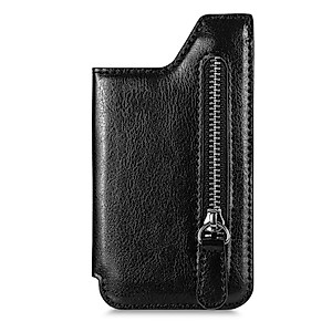 TopFunny Stick on Wallet for Phone Case, Credit Adhesive Card Holder for Back of Phone Cases Flip Leather Zipper Wallet Sleeve Pouch Compatible with iPhone, Samsung Galaxy Most Smartphones Black