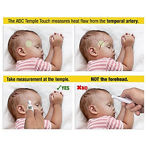 ADC427QEA - American Diagnostic Corp Adtemp Temple Touch 6 Second Conductive Thermometer, 4-2/3 x 1-1/6 x 1, Dual Scale, 1.5V Battery