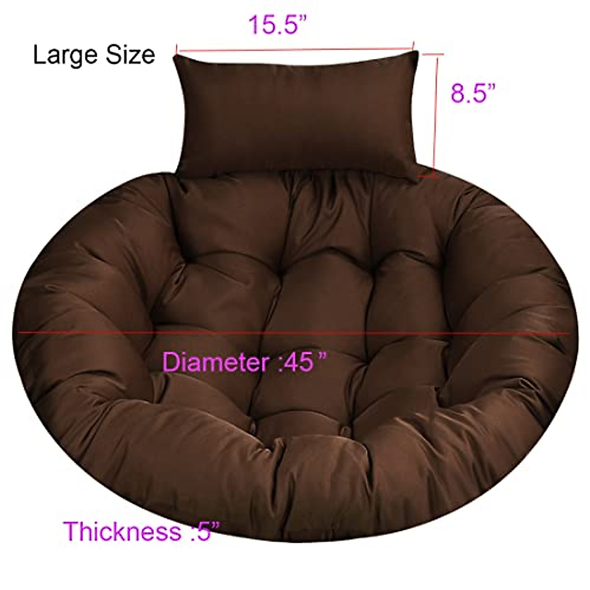 Eoieov Hanging Egg Chair Cushions with Ties,Removable Round Cushions 45"*45"for Hanging Egg Chair,Washable Swing Chair Cushion with Head Pillow,Thicken Patio Egg Chair Cushion,Sky Blue