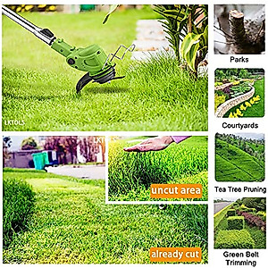 Cordless String Trimmer Electric Weed Eater Battery Powered 24v Weed Wacker 3-in-1 Cutting Tool 17 Blades Lawn Trimmer Edger Height Adjustable Low Noise Brush Cutter for Lawn, Yard, Garden, Bush