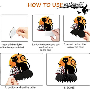 9pcs Halloween Decorations Honeycomb Centerpieces - Halloween Table Decorations for Halloween Parties, Spooky Theme Designs with Witches, Pumpkins, Ghosts, and Skeletons