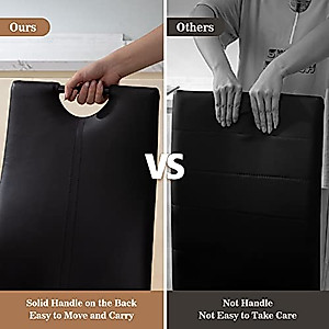 Black PU Leather Dining Chairs Set of 4 Living Room Chairs - Modern Upholstered Side Chairs with Stable Metal Legs, Carrying Handle, Kitchen Armless Chair for Dining Room, Kitchen, Restaurant