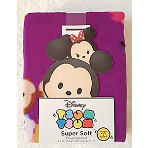 Tsum Tsum Super Soft Throw Blanket Featuring Stacked Collage of Characters on a Bright Purple Background