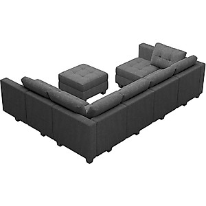 Belffin Modular Convertible Sectional Sofa Couch with Reversible Chaise U Shaped Couch Set with Storage Ottoman Sectional Modular Sofa with Storage Seats Dark Grey