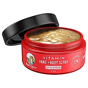 Vitamin Hand, Foot & Body Scrub w/MSM by MaryRuth's | Exfoliates & Hydrates Dry, Damaged or Normal Skin | Blend of Certified Organic Plant Based Ingredients | For Men & Women, Unscented, 8oz.