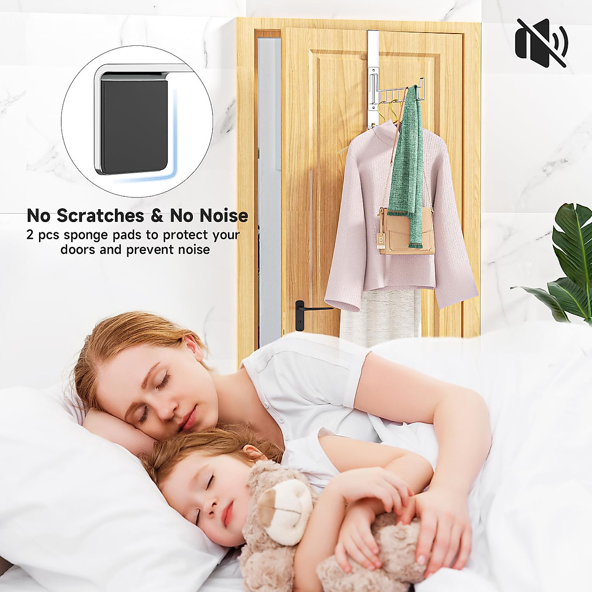 Over the Door Hooks Hanger, Wall Mounted Drying Rack Clothing, Rotatable 180° Stainless Steel Door Coat Hanger for Clothes, Coats&Towels, Over the Door Drying Rack for Laundry Rooms, Bedroom, Bathroom