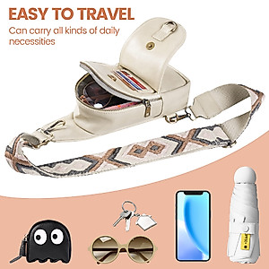 KFXFENQ Sling Bag for Women PU Leather Sling Bag Small Crossbody Sling Backpack Multipurpose Chest Bag for Women Cycling (Beige)