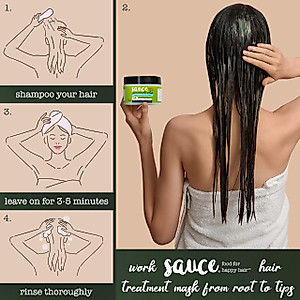 SAUCE BEAUTY Deep Conditioning Hair Mask (12 Fl Oz) Guacamole Whip Hair Mask for Damaged Hair & Frizz Control with Avocado, Honey, Monoi & Argan Oil, All Hair Types